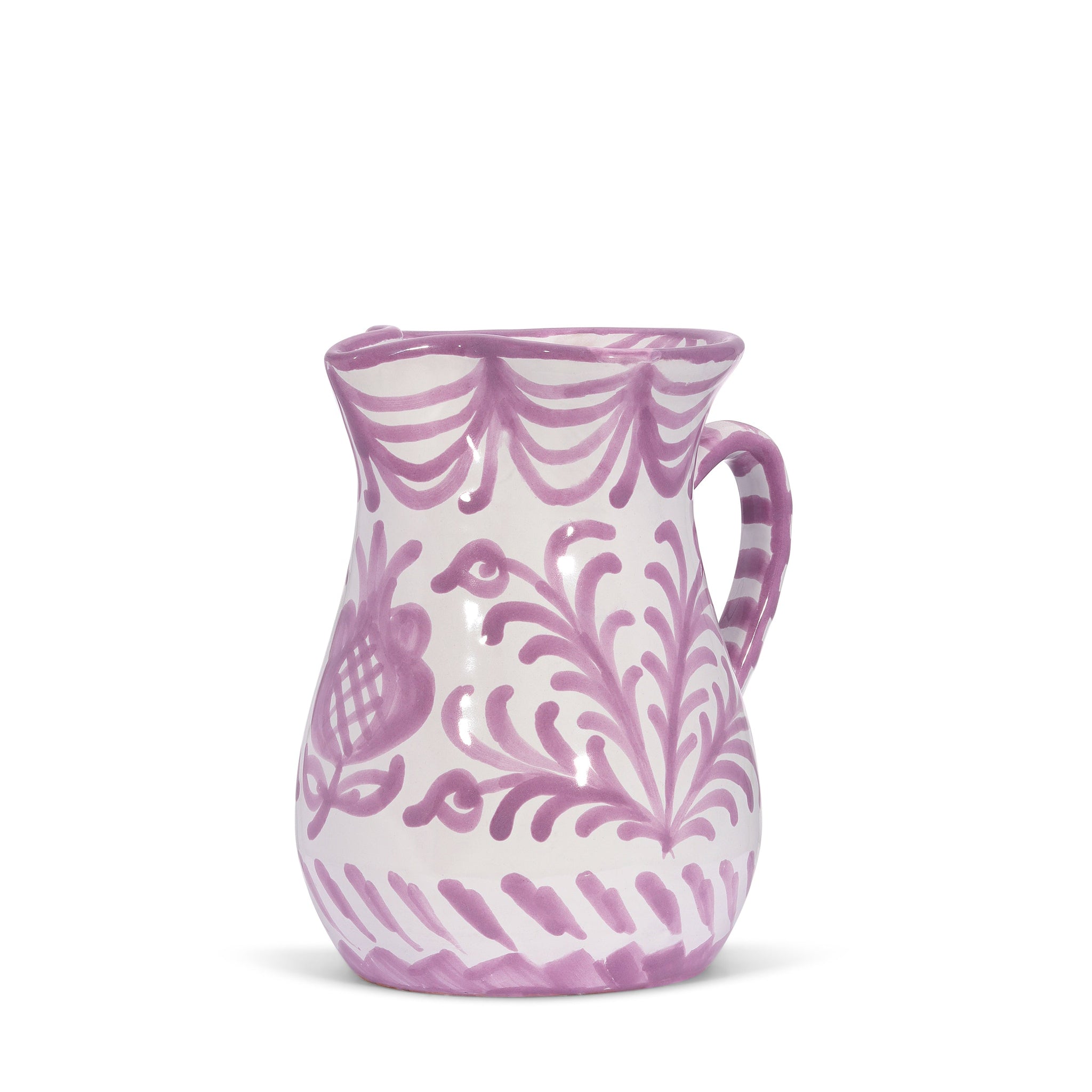 Small pitcher with hand painted designs - Lilac - Liza Pruitt