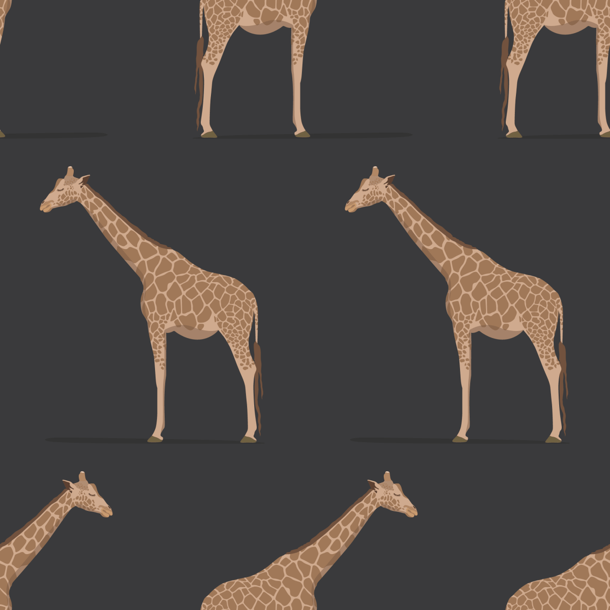 Giraffe Charcoal Wallpaper - Traditional / Sample - Liza Pruitt
