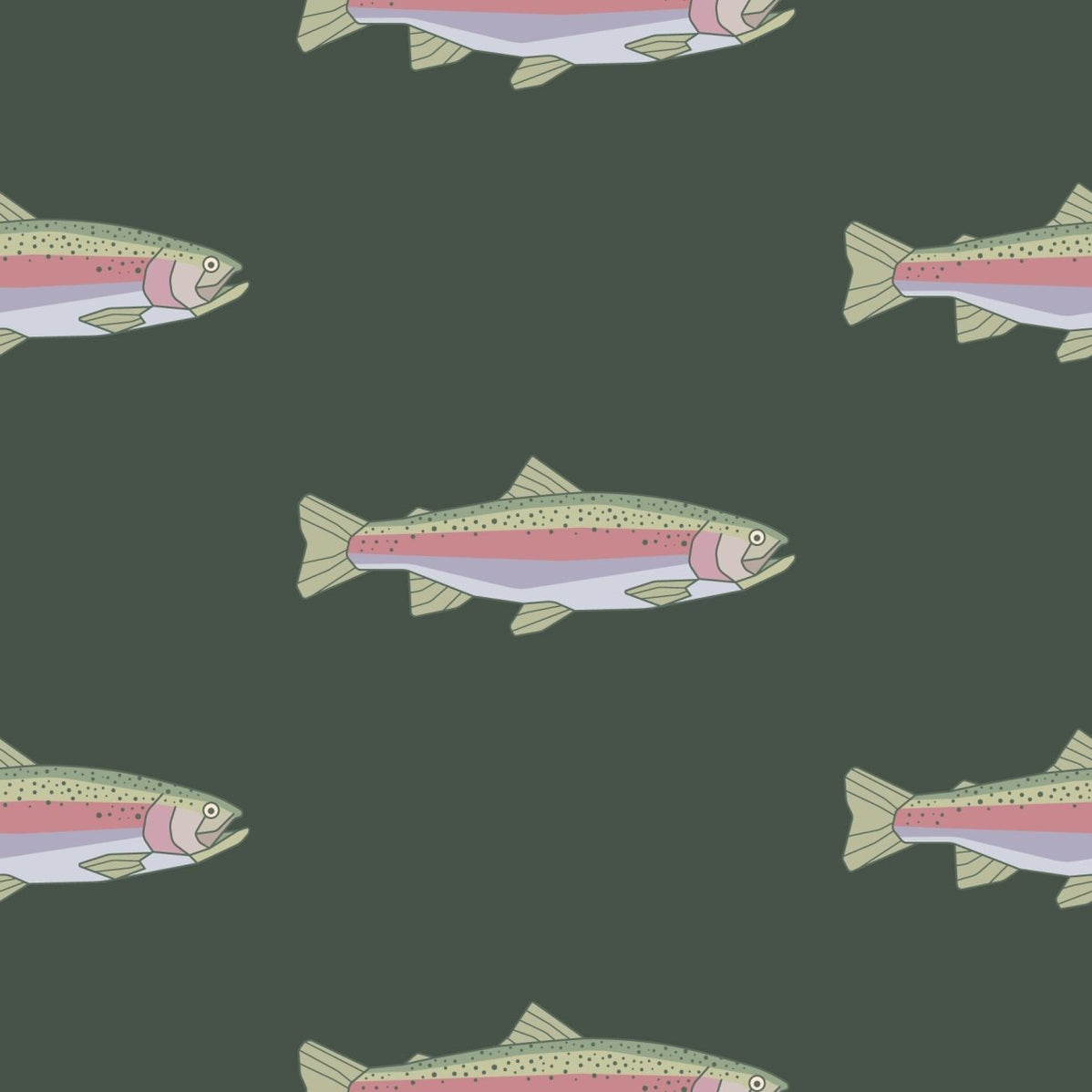 Green Trout Wallpaper - Traditional / Sample - Liza Pruitt
