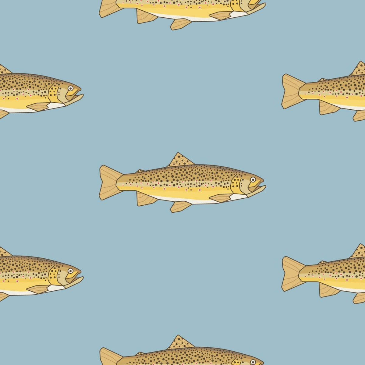 Light Blue Trout Wallpaper - Traditional / Sample - Liza Pruitt