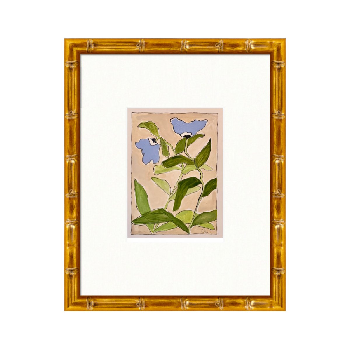Periwinkle & Beige Flora II | 14" h x 11" w | Framed - Liza Pruitt