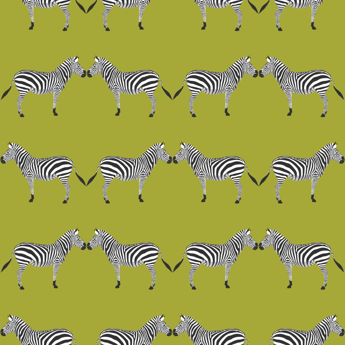 Zebras Chartreuse Wallpaper - Traditional / Sample - Liza Pruitt